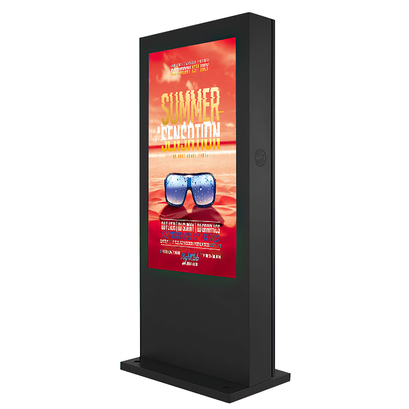 Vertical floor-standing outdoor advertising display - Maverik Technologies